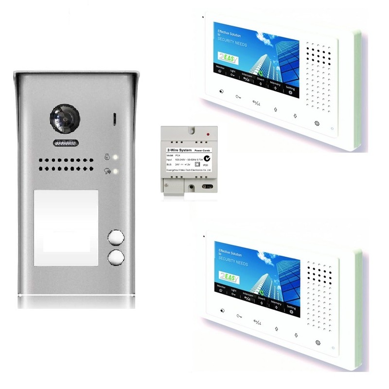 2Easy-Πλήρες σετ θυροτηλεόρασης 2 θέσεων,μπουτονιέρα,μόνιτορ έγχρωμα με ...